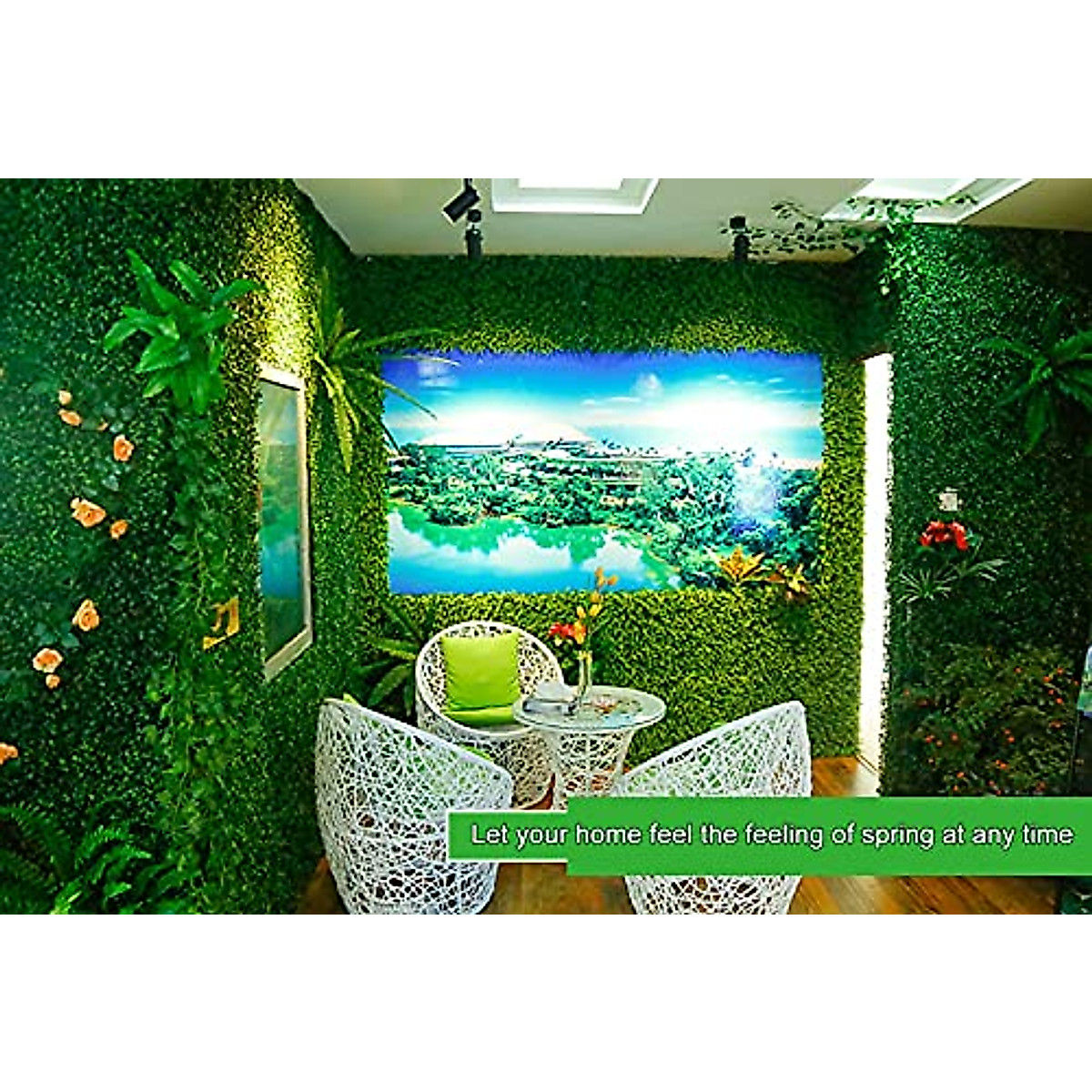 AI HUI Artificial Ivy Privacy Fence Screen 2PCS Square Greenery Walls Outdoor Privacy Screen Halloween Decorations Grass Backdrop Wall Panels for Indoor Garden Fence Greenery Walls