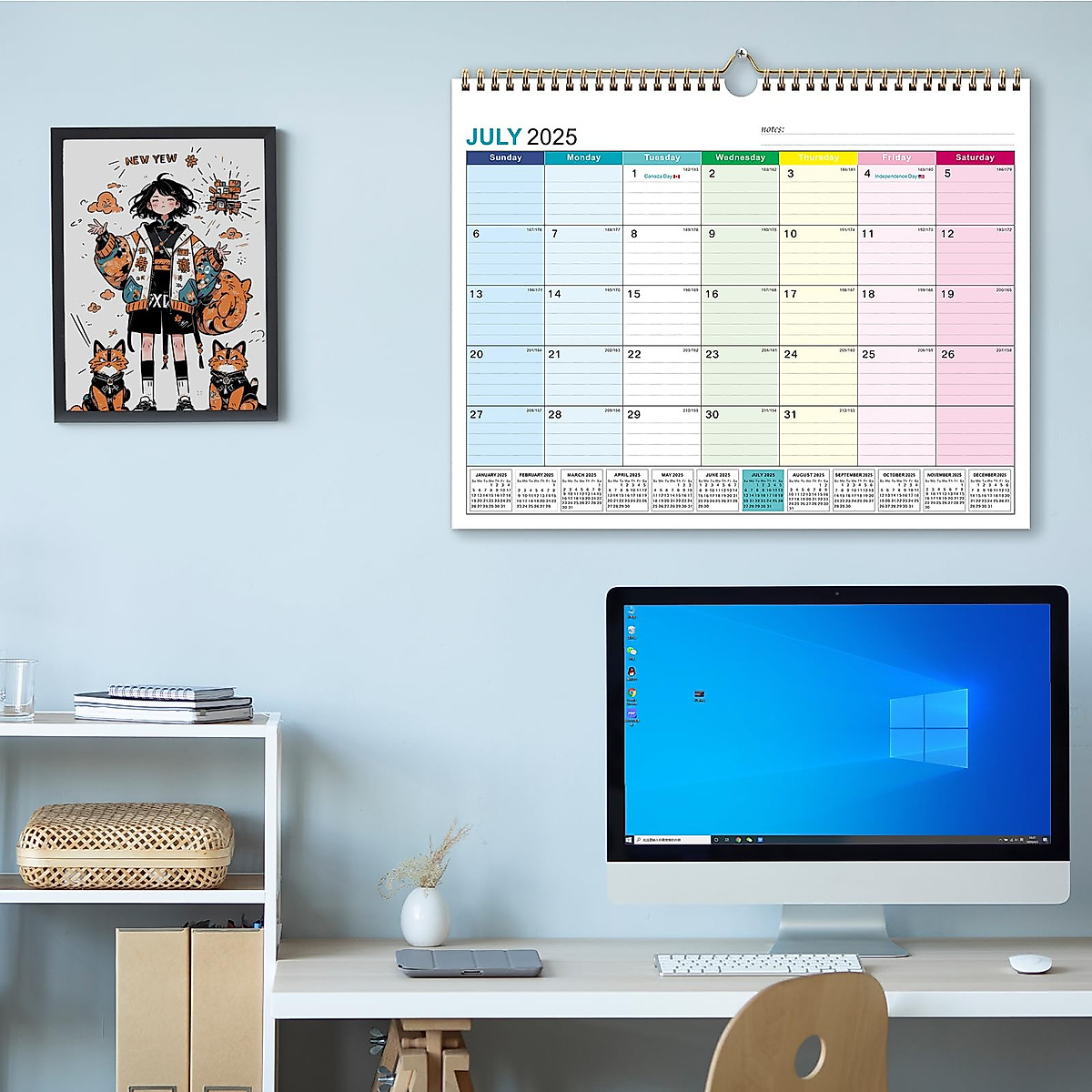 Kyweel Wall Calendar 2023-2024, January 2023-June 2024, 15" x 12", Highlight Holidays, Planning Calendar, Thick Paper