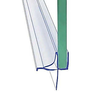 Frameless Shower Door Bottom Seal Shower Sweep with Drip Rail for 3/16-Inch Glass,36-Inch Long, Vinyl, Clear