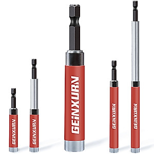 Geinxurn 5 PCS Drive Guide with Self Retracting Sleeve, Mixed Length Magnetic Drill Bit Tip Holder for Prevent Screws Shaking When Driving