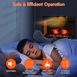 Tangkula 26 Inch 1400W Electric Fireplace Insert, 4777 BTU Recessed Freestanding Fireplace Heater with Remote Control, 3-Level Flame Effect, Overheat Protection (Black)