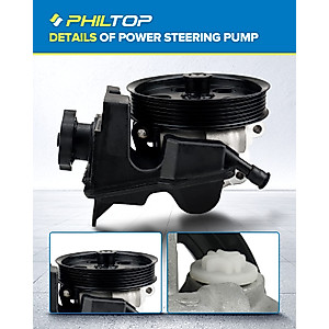 PHILTOP Power Steering Pump 20-326 OE Replacement For Focus 2006-2011, Transit Connect 2010-2011 2.0L, 6S4Z3A674A, 6S4Z3A674ARM, 7S4Z3A674A Power Assist Pump