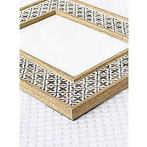 Afuly 5x7 Picture Frame Distressed Moroccan Relief Boho Picture Frames Shabby Chic Oak 3D Cross Pattern, Wood Photo Frames for Wall and Tabletop, Wedding Birthday Gifts for Mom Family Friends