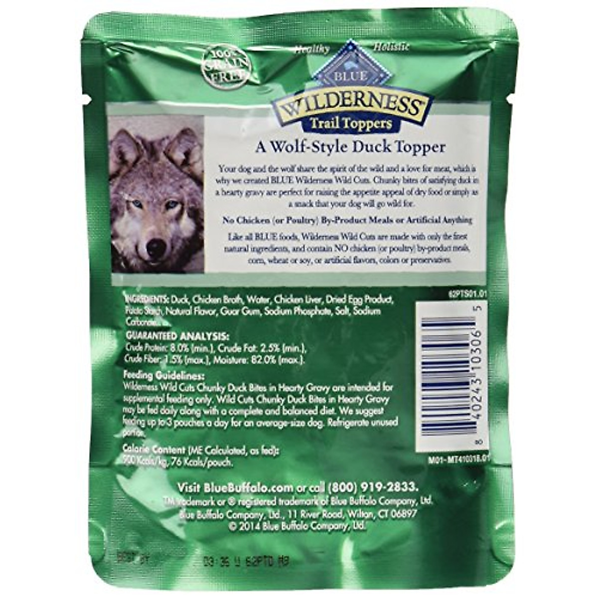 Blue Buffalo Wilderness Trail Toppers Chunky Duck Bites Dog Food, 24 By 3 Oz.