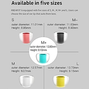 10 PCS/5 Pairs Earbud Tips Yinyoo KBEAR 07 Replacement Silicone Ear Buds Tips Earbuds Rubber Tips for 4.5mm -.7mm Inner Nozzle in Ear Earphones Headphones(10PCS/5 Pair/5 Color/5 Size,S/M/L/M-/M+)
