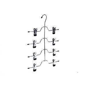 2 Quality Pant Skirt Trouser 4-Tier Pants Metal Hangers Heavy Duty Metal and Clips, Great for Slacks, Trousers, Jeans, Towels (2)