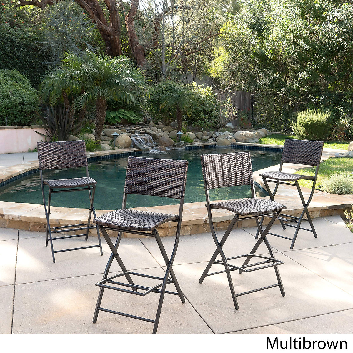Christopher Knight Home Margarita Outdoor Wicker Barstools, 4-Pcs Set, Multibrown