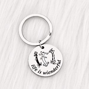 AKTAP Dachshund Keychain Dog Owner Jewelry Wiener Dog Mom Dad Gift Life Is Wienderful Key Ring