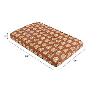 Babyletto 100% Organic Cotton Mini Crib Sheet, GOTS-Certified, Fitted 360°, Ultra-Soft and Breathable Muslin - Terracotta Rainbow