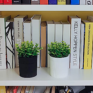 Bathroom Canister, Bathroom Storage Organizer For Cotton Ball, Bath Salts, Cotton Rounds,Floss Picks, Hair Clips, Apothecary Jars For Vanity Makeup Organizer, Cute Artificial Plants Design As Perfect Bathroom Decoration & Accessories (White)