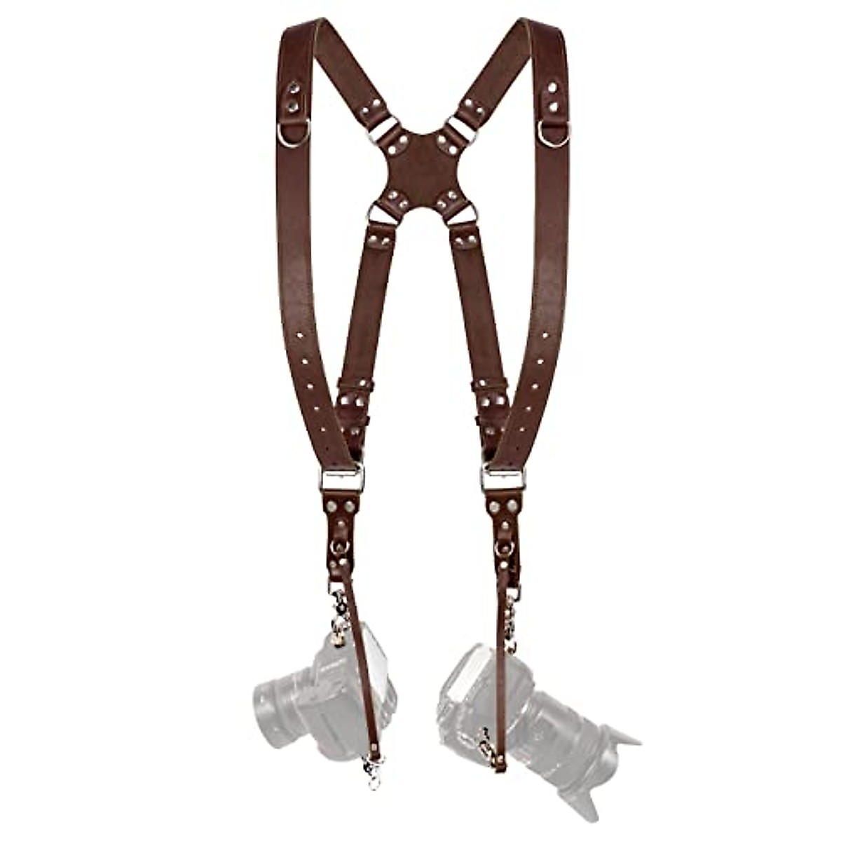 Camera Strap Accessories for Two-Cameras – Dual Shoulder Leather Harness – Multi Camera Gear for DSLR/SLR ProInStyle strap by Coiro