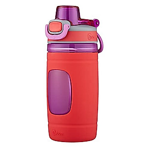 Bubba Flo Kids Water Bottle with Leak-Proof Lid, 16oz Dishwasher Safe Water Bottle for Kids, Impact and Stain-Resistant, Coral