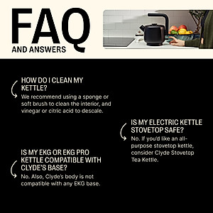 Fellow Electric Clyde Kettle - 1.5 Liter Capacity - Modern Twist On Stovetop Design, All-Purpose, Stainless Steel - Warm Water for Ramen, Oatmeal, Tea, Coffee & more - Large Capacity