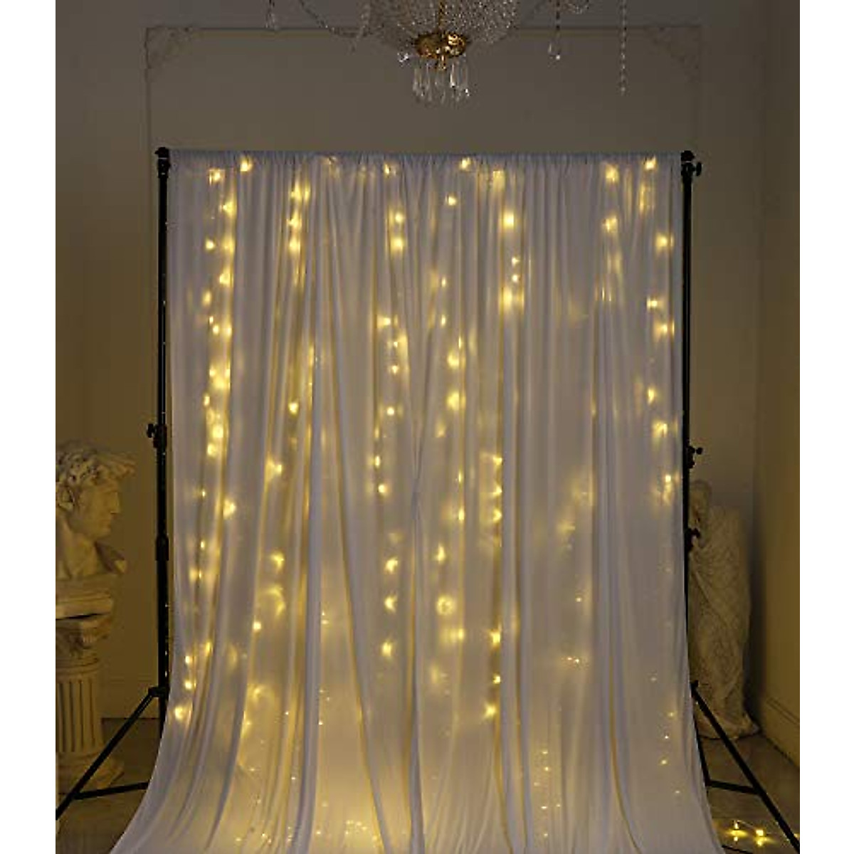 White Backdrop Curtain for Parties Wedding Backdrop Drapes Baby Shower Birthday Anniversary Videos Photography Decorations, 2 Panels, 5ft x 10ft