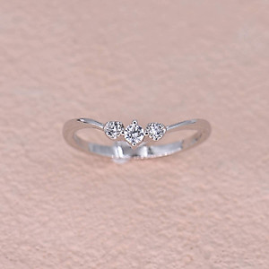 Blossom and Hue 18K Gold Plated Sterling Silver & Cubic Zirconia Curved Wedding Band