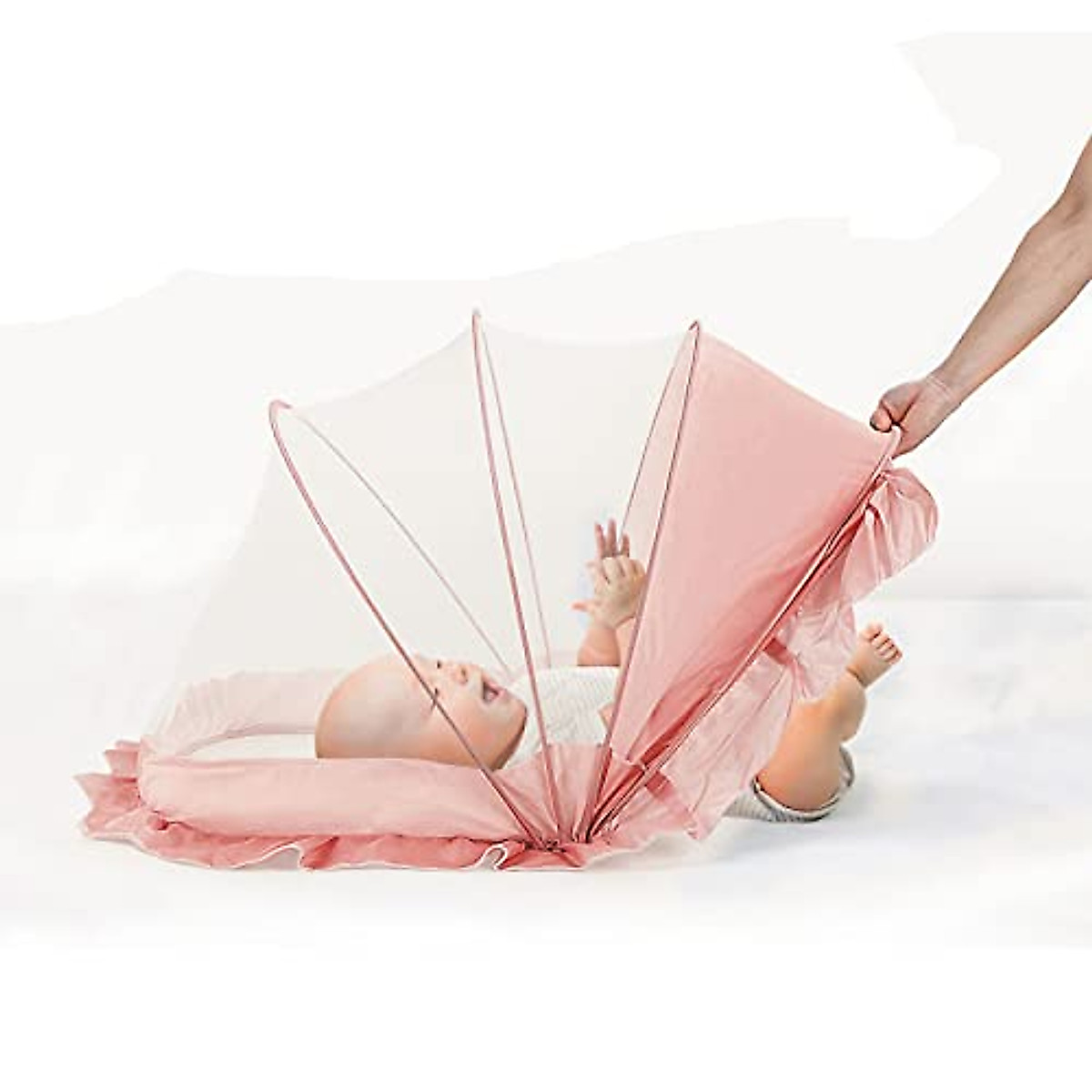 EDSONWADE Portable Mosquito Net for Baby 0-5 Years, Folding Crib Tent, High-density and Breathable Bassinet Cover Not Installation, Large Size Oval Crib Net to Keep Baby In