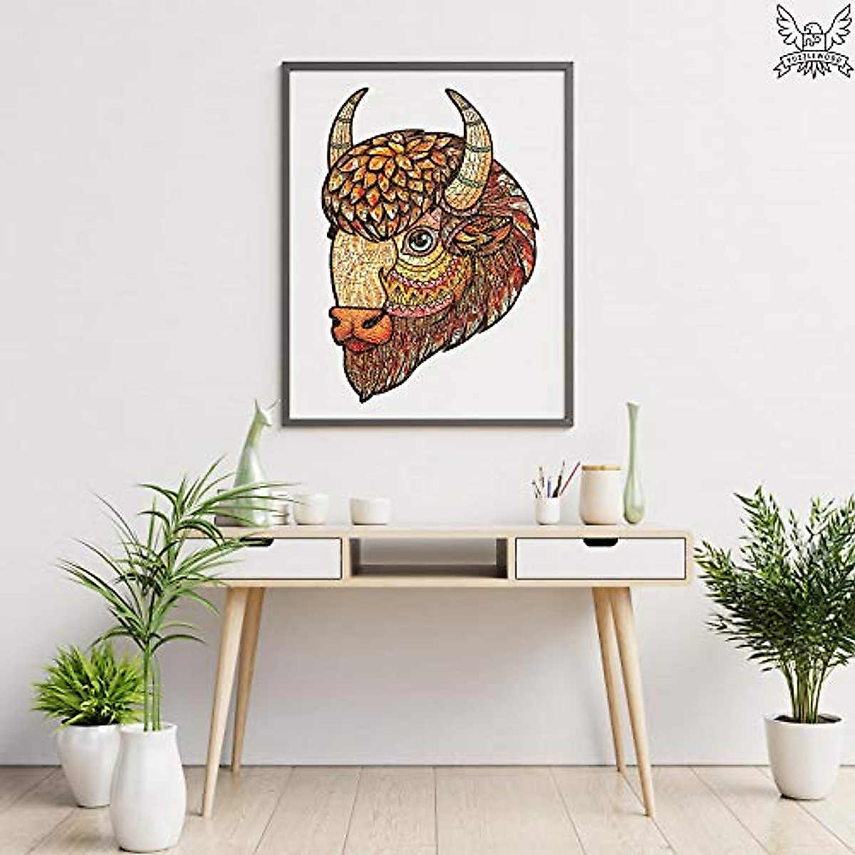 Wooden Jigsaw Puzzles for Adults and Kids Unique Shaped Jigsaw Puzzles Premium Gift Box - American Buffalo EAGLEWOOD