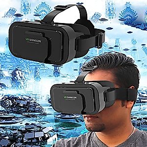 2022 Portable Vr Glasses Helmet 3D Glasses Virtual Reality for Smart Phone Headset Binoculars Video Game Movies Compatible with 4.0-7.0'' Smartphone 1Pcs
