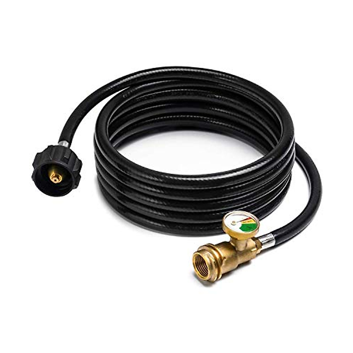 SHINESTAR 12FT Propane Tank Extension Hose with Gauge, Comes with A POL to QCC1 Propane Tank Adapter, Fits for RV, Gas Grill, Propane Stove and More