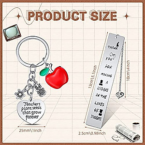 Appreciation Gifts for Teacher Include 4 Pieces Metal Teacher Appreciation Bookmark 4 Pieces Heart and Round Pendant Teacher Keychain Thank You Teacher Gifts for Women Men Graduation Christmas