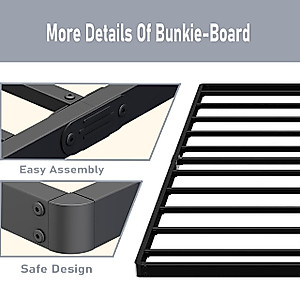 Aardhen Twin 2 Inch Box Spring & Bed Slat Replacement/Metal Frame with Steel Slats/Quick Lock Bunkie Board/Easy Assembly