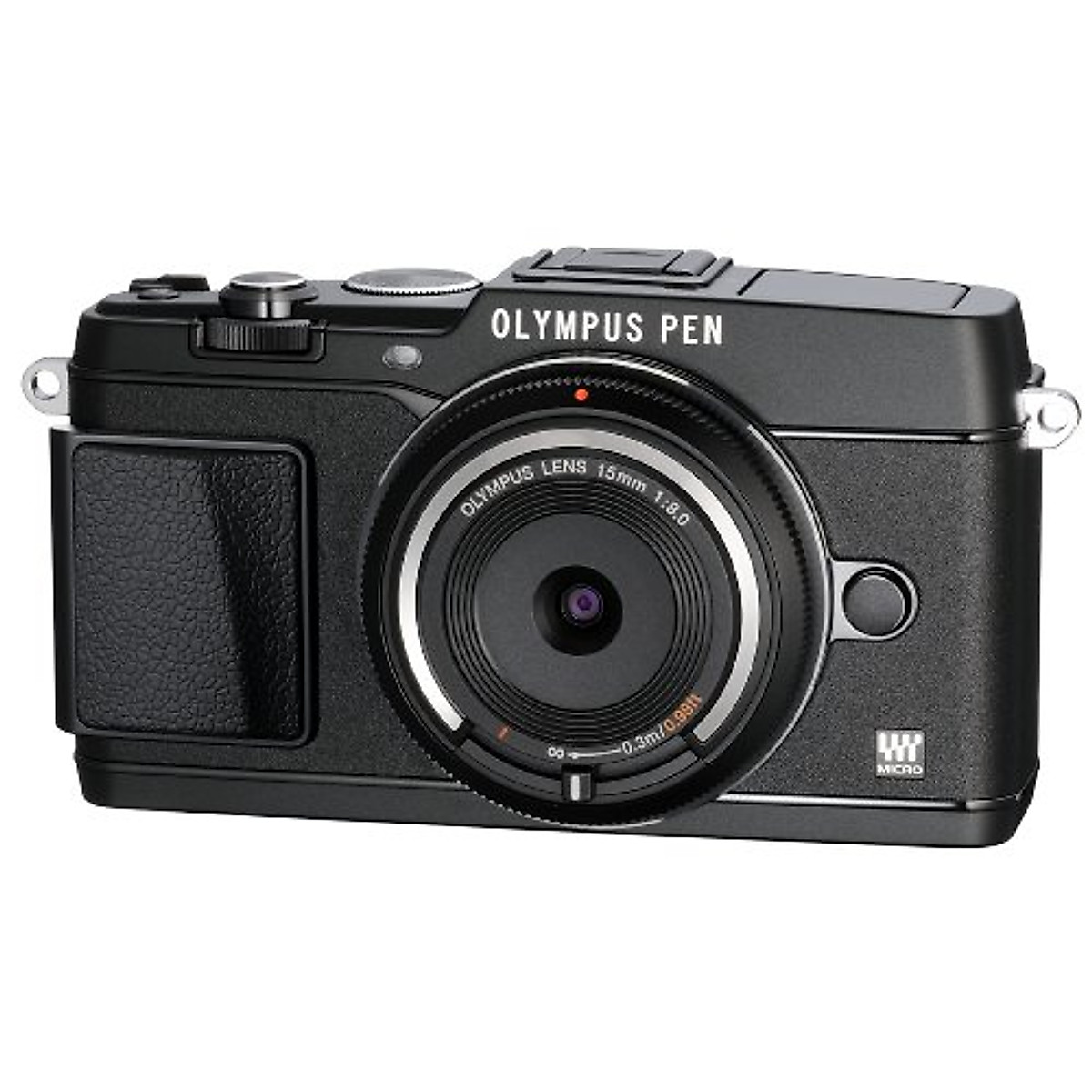 Olympus E-P5 16.1MP Mirrorless Digital Camera with 3-Inch LCD- 15mm body cap lens BCL-1580 set (Black) - International Version (No Warranty)