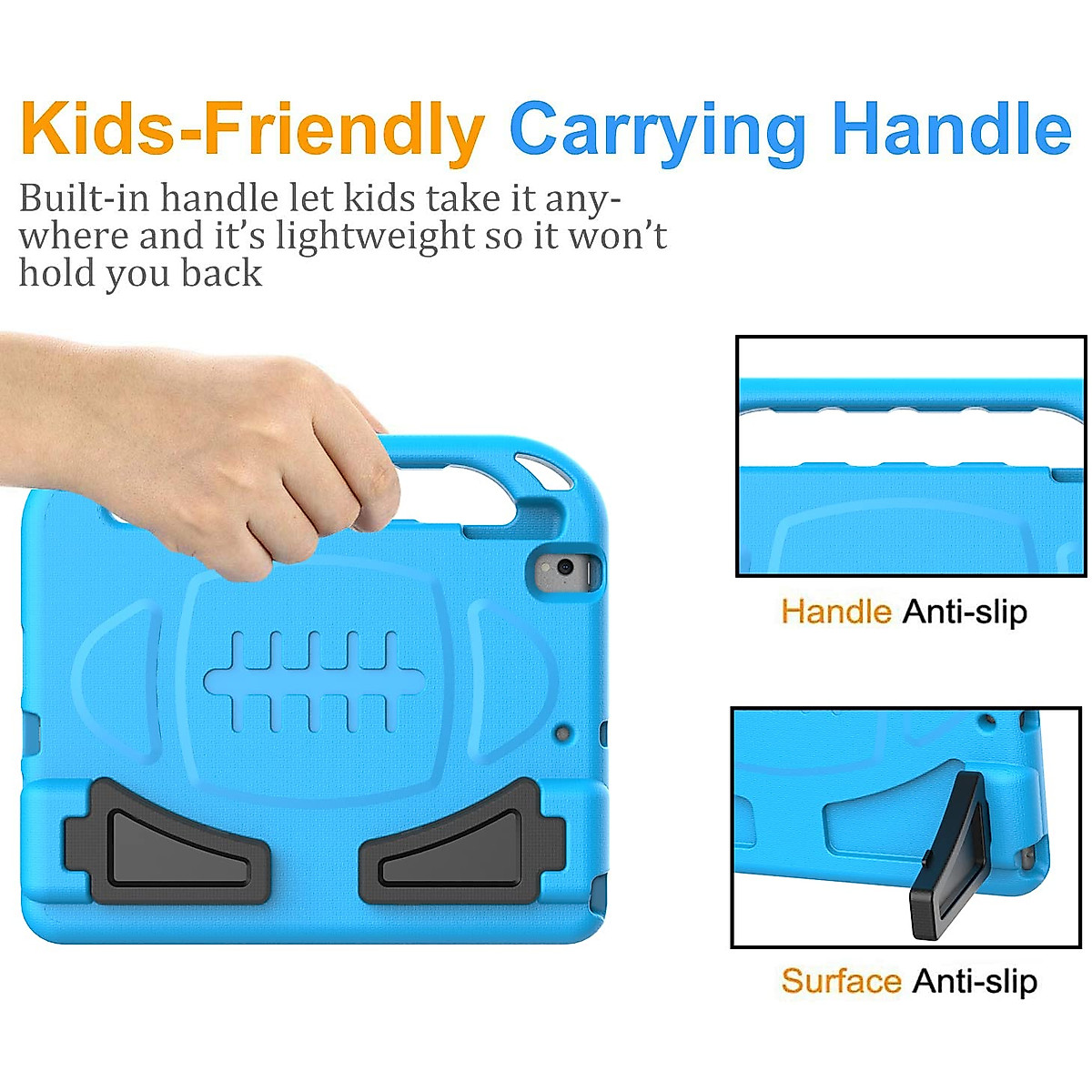 BMOUO Kids Case for New iPad 10.2 2021/2020/2019 - iPad 9th/8th/7th Generation Case for Kids, with Built-in Screen Protector, Shockproof Handle Stand Kids Case for iPad 10.2" (9th/8th/7th Gen) - Blue