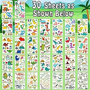 Partywind 350 Styles Glow Dinosaur Party Favors for Kids, 30 Sheets Luminous Dinosaur Temporary Tattoos for Boys Birthday Party Supplies, Toddler Gifts Goodie Bag Stuffers for Dino Party Decorations