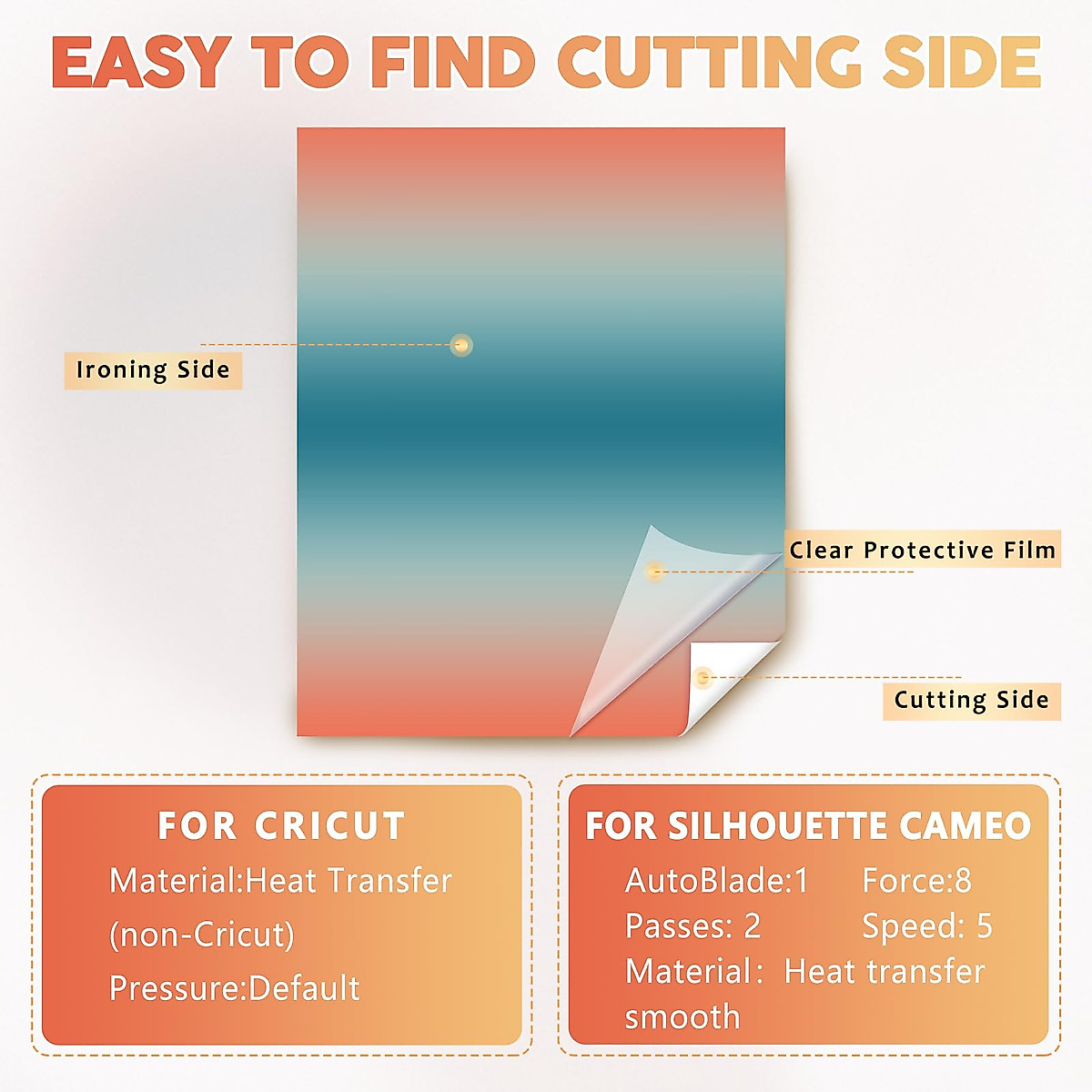 HTVSTD Gradient HTV Heat Transfer Vinyl - 15 Sheets 12 x 10 Inches Retro Patterned HTV Vinyl Ombre Heat Transfer Vinyl for T-Shirts DIY Iron on Vinyl Compatible with Sillhoutte Cameo and Cricut