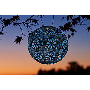 Allsop  31836 Home Soji Stella Boho LED Outdoor Solar Lantern, Handmade with Weather-Resistant UV Rated Tyvek Fabric, Stainless Steel Hardware, for Patio, Deck, Garden, 12X12