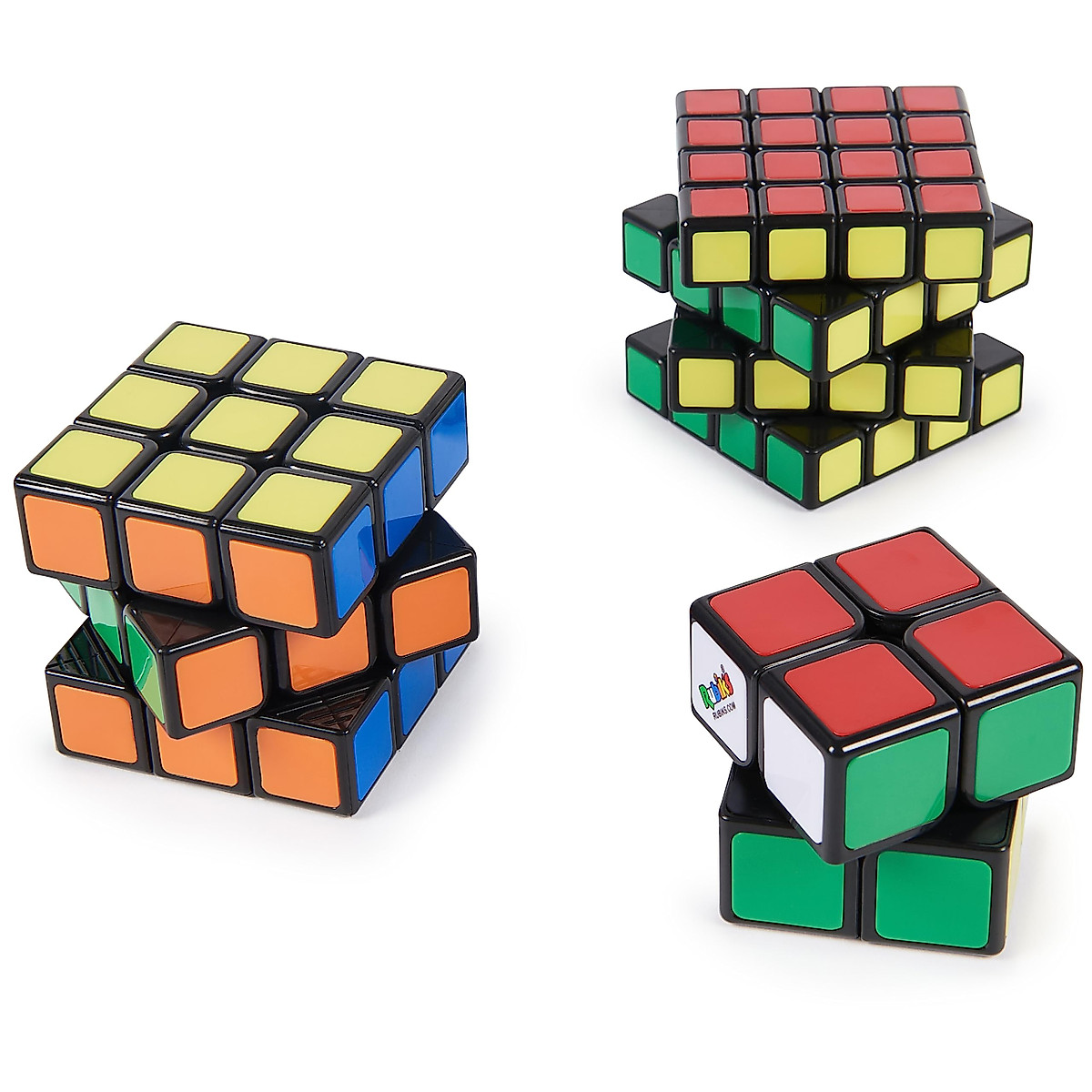 Rubik’s Solve The Cube, 4-Pack Bundle Edge 2x2 Mini 3x3 Original 4x4 Master Brain Tease Toy Gift Set, for Adults & Kids Ages 8 and up Amazon Exclusive