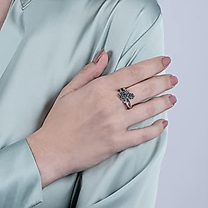 Jewelili Enchanted Disney Fine Jewelry Sterling Silver 3 MM Round London Blue Topaz and 1/6 Cttw Natural White Round Diamond Cinderella 70th Gardania Flower Ring, Size 8