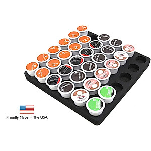 Polar Whale Coffee Pod Storage Organizer Slim Tray Drawer Insert for Kitchen Home Office Waterproof Washable 12.5 X 12.5 Inches Holds 36 Compatible with Keurig K-Cup Made in The USA
