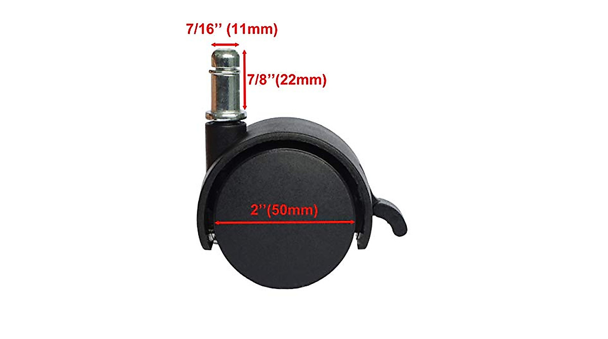 MySit 2" Office Chair Caster Wheels with Brake - Set of 5