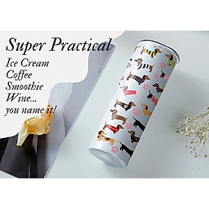 Onebttl Dachshund Gifts, Dachshund 5D Seamless Pattern, Gifts for Wiener Dog Lovers, Women, Girls, Friends, Daughters, Coworkers, Stainless Steel Tumbler 20Oz, White