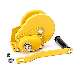 QWORK Hand Winch, 1200lbs Manual Crank Worm Gear Winch, Marine Two-Way self-Locking Gear Winch Handle Crank Towing Winch for ATV Boat Trailer Truck
