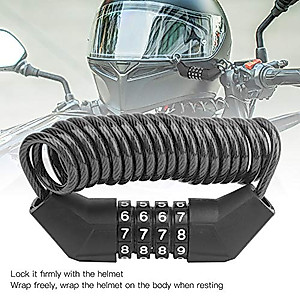 Shanrya Helmet Lock, Helmet Password Lock Password Lock Easy to Carry 150cm / 59.1in Wear‑Resistant Zinc Alloy + Steel Wire + PVC for Bicycle