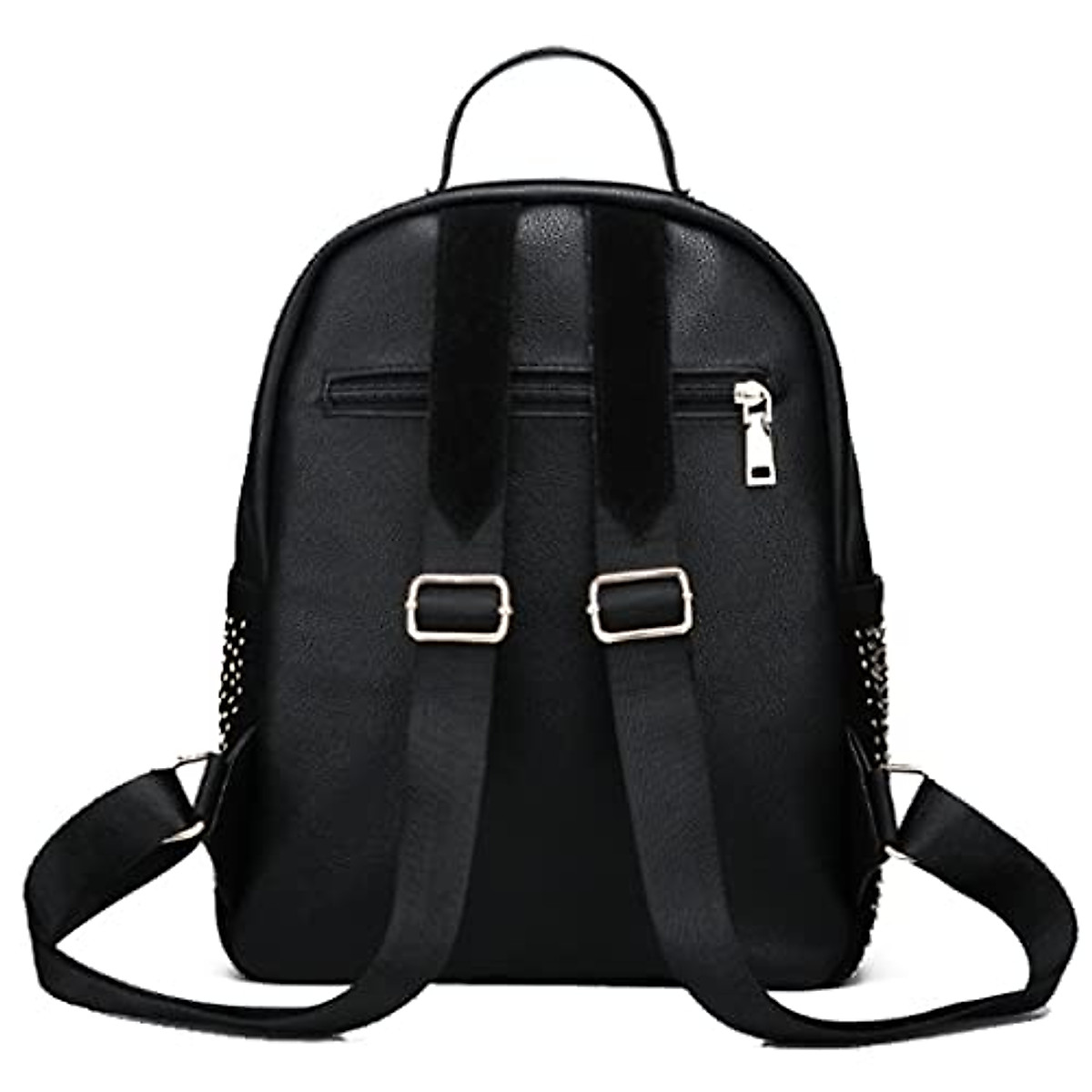 ZZFAB Rhinestone Backpack Faux Leather Black