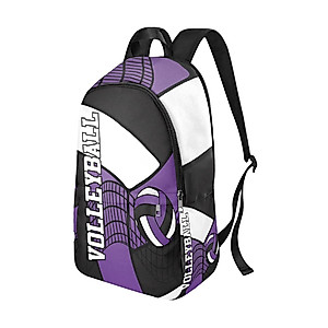 CUXWEOT Volleyball in Purple Black and Whit Backpack Travel Daypack Bag for Man Woman Gifts