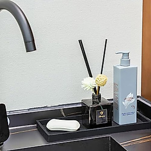 Bustlinrd 7.8'' Silicone Bathroom Vanity Tray Countertop Rectangle Soap and Sponge Holder Shatterproof Flexible Bathroom Tray Lotion Bottles, Perfume, Jewelry, Candle, Key Trinket Ring, Black