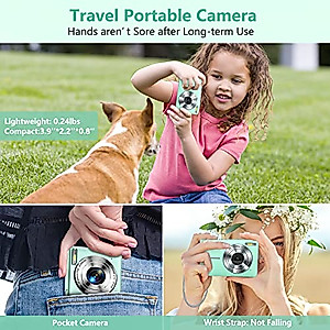 Digital Camera with SD Memory Card Autofocus Anti-Shake, 44MP 1080P Photography Camera for Kids Teens Birthday, 16X Zoom Small Portable Vlogging Camera for Boy Girl Video(2 Batteries)