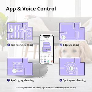 + 360 C50 Robot Vacuum and Mop, 2600 Pa, Zigzag Cleaning, Scheduled Cleaning, Edge, Spot, Deep Cleaning, Compatible with Alexa and Google Assistant, Black