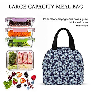 Hawaiian Flowers Insulated Lunch Bag Reusable Bento Box Cooler Tote Leakproof Containers with Ice Packs for Women Men