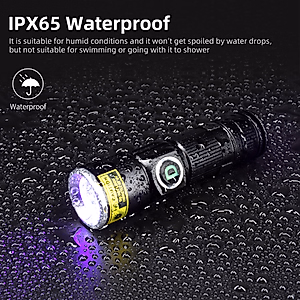 DARKDAWN UV 395nm Light Flashlights USB Rechargeable Ultraviolet LED Blacklight Mini Wood’s Lamp Portable Blacklight for cat Urine Detection Dry Stains, Uranium Glass, Leak Detection, D15 395 nm