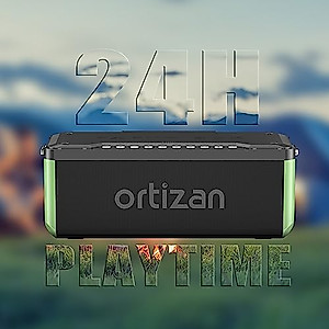 Ortizan Bluetooth Speakers with Subwoofer, 100W Portable Speaker Bluetooth Wireless Loud with Bass, IPX7 Waterproof/LED Lights/Pro EQ/DSP/Power Bank/TF Card/AUX, 24H Playtime for Home, Outdoor, Party