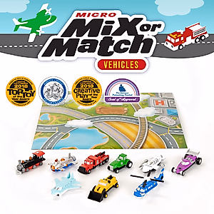POPULAR PLAYTHINGS Micro Mix or Match Vehicles Deluxe Set of 9 Toy Cars Planes and More