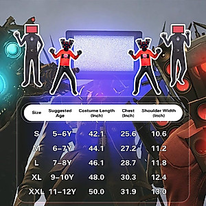 Estavucci Skibidi Toilet Costume for Boy TV Man Cosplay Video Game Jumpsuit for Halloween with Mask 5-12 Years