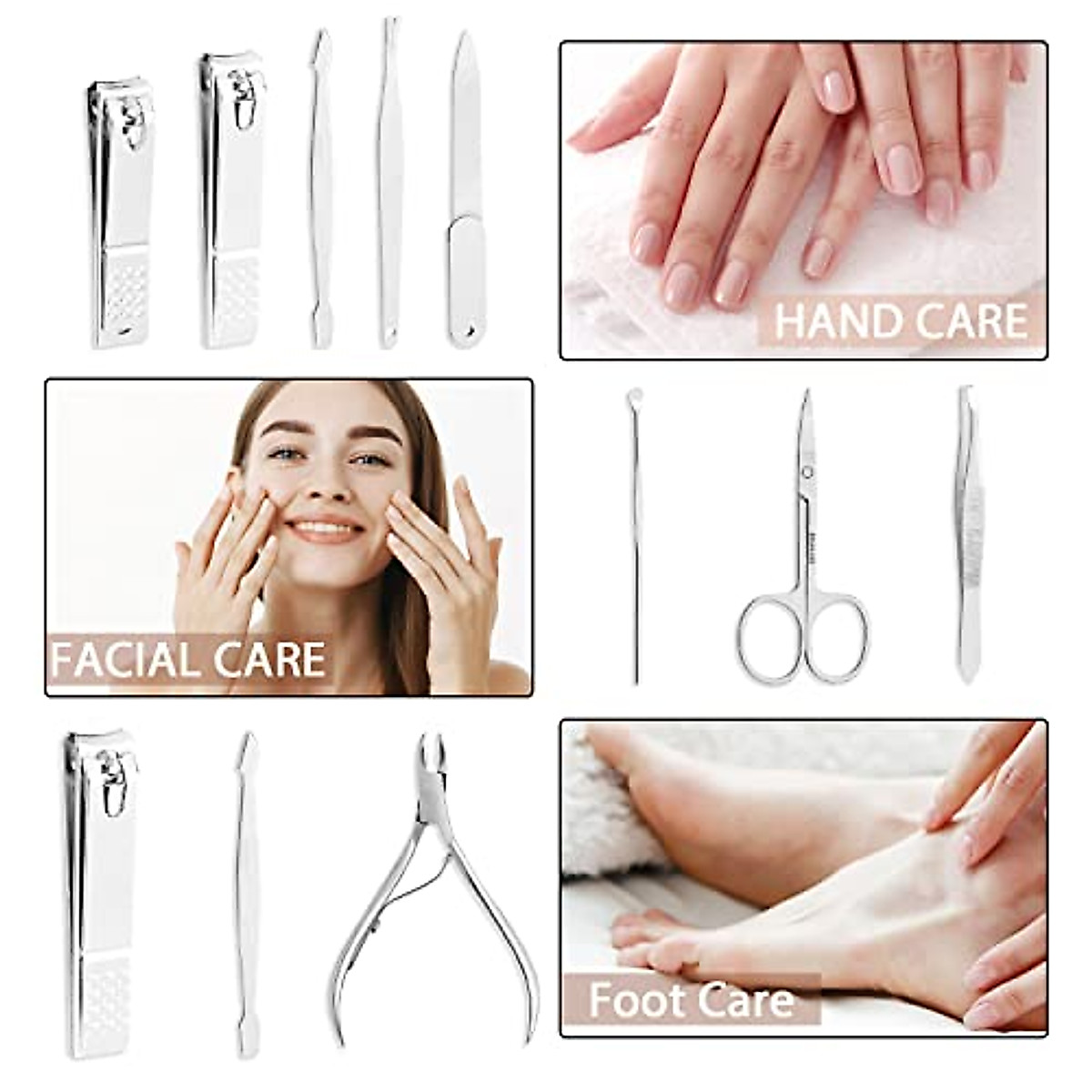 Manicure Set, FAMILIFE Manicure Kit - Nail Kit Mens Grooming Kit Pedicure Kit 9PCS Gifts for Men Boyfriend Nail Clipper Set Stainless Steel Professional Nail Set Care Manicure Tools Leather Case Brown