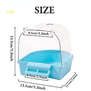 Bird Bath Cage Come with Water Injector, Cleaning Pet Supplies Cockatiel Bird Bathtub with Hanging Hooks for Small and Medium Birds Parrots Spacious Parakeets Portable Shower for Most Birdcage