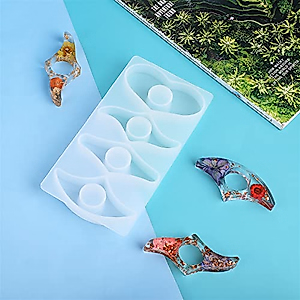 Prasacco Resin Book Page Holder Molds Dried Flower Resin Thumb Book Holder Molds DIY Transparent Bookmark Resin Molds (4 Shapes)